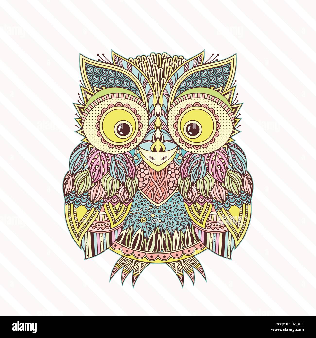 Vector zentangle owl illustration. Ornate patterned bird Stock Vector ...