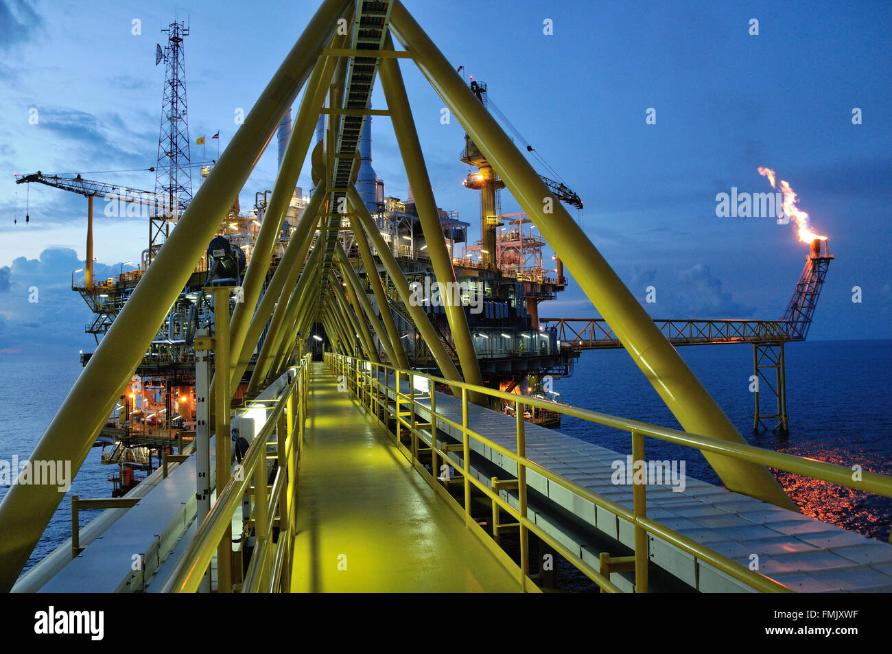 Offshore construction platform for production oil and gas Stock Photo ...