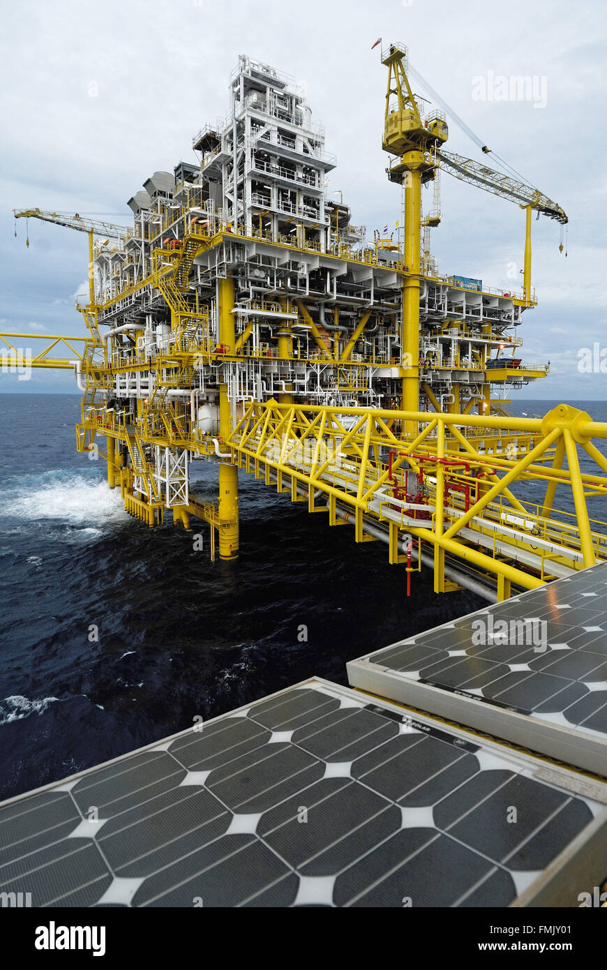 Offshore construction platform for production oil and gas Stock Photo ...