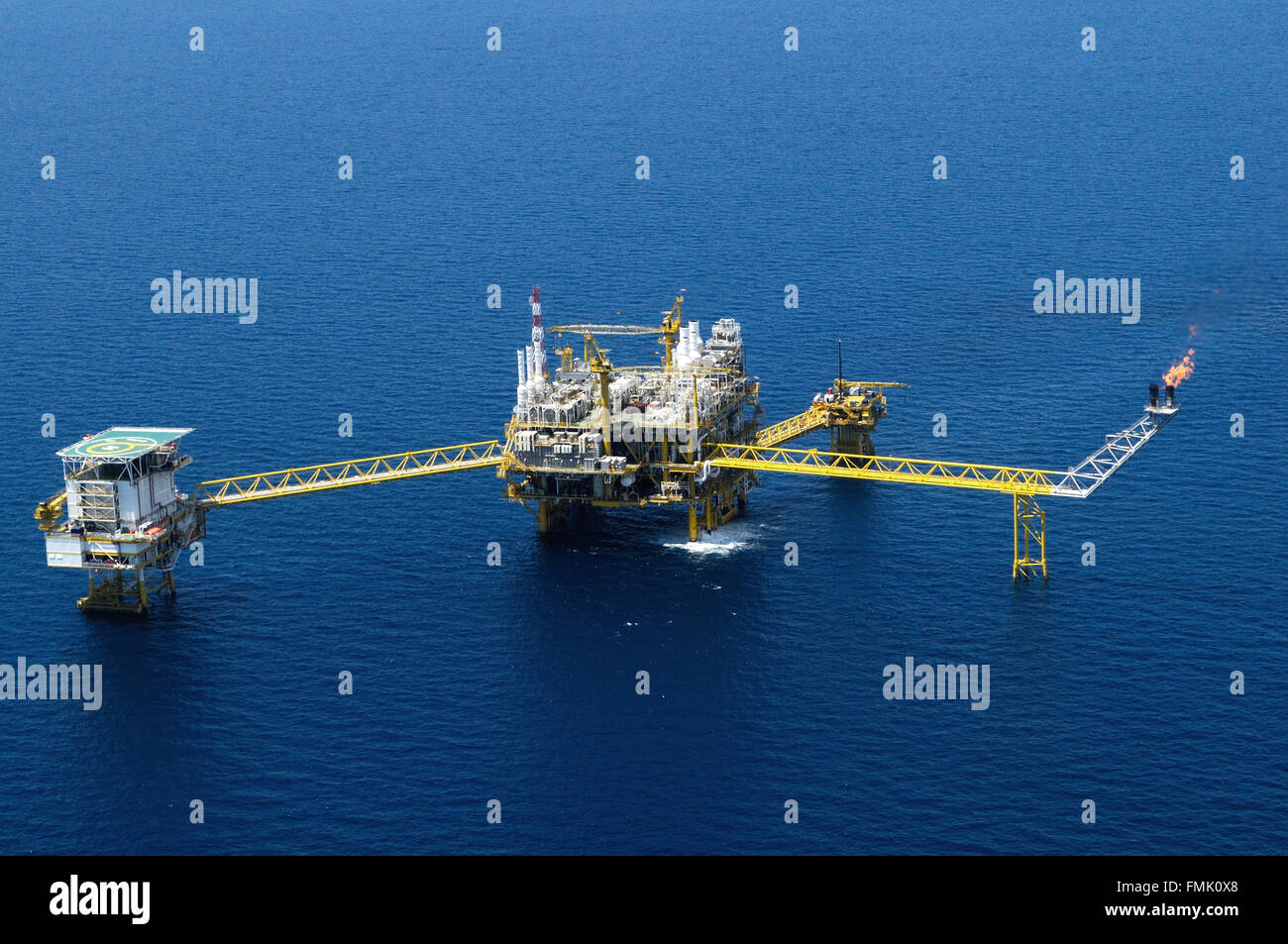 Offshore construction platform for production oil and gas Stock Photo ...