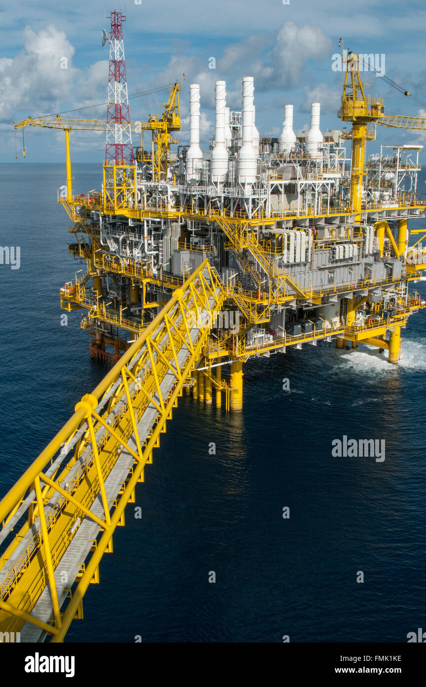 Offshore construction platform for production oil and gas Stock Photo ...