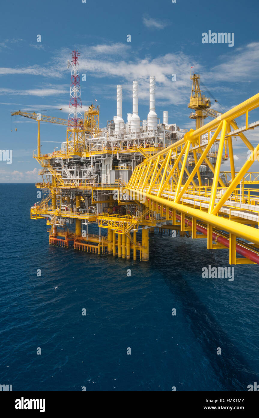 Offshore construction platform for production oil and gas Stock Photo ...