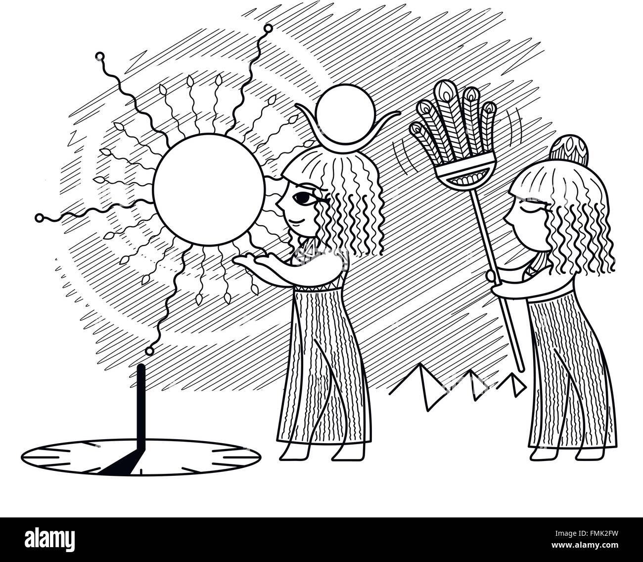 Egyptian sundial Stock Vector Images - Alamy