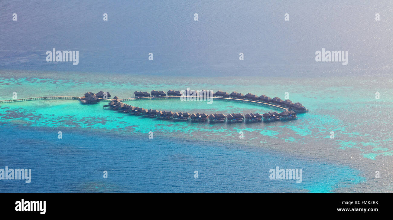 Aerial view on Maldives resort, Raa atol Stock Photo - Alamy