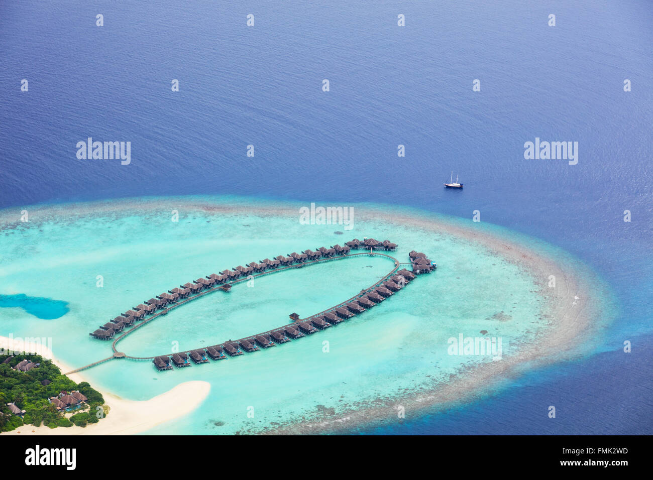 Aerial view on Maldives island, Raa atol Stock Photo - Alamy
