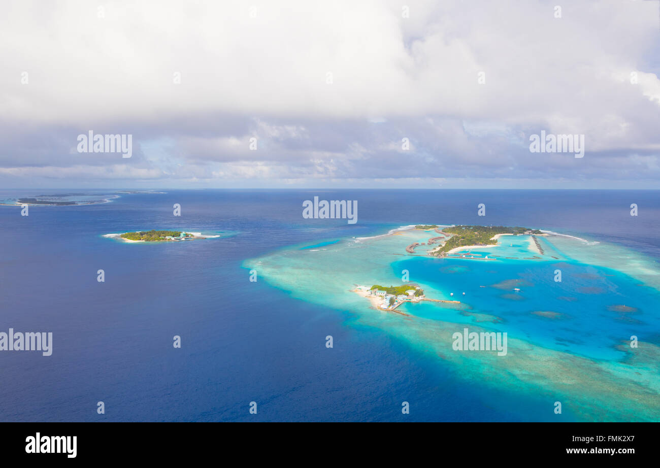 Aerial view on Maldives island, Raa atol Stock Photo - Alamy