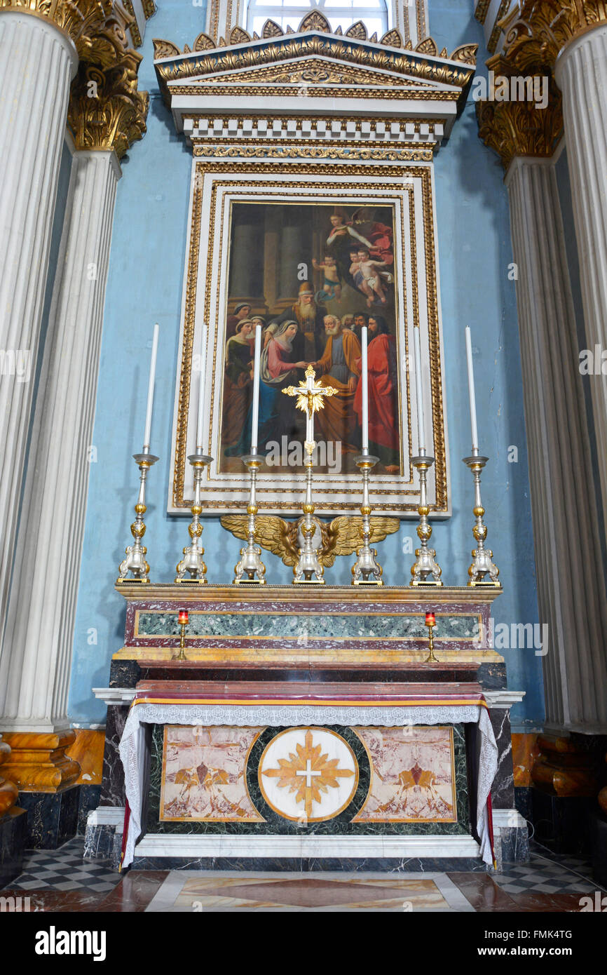 Side altar of the Parish Church of Santa Maria in Mosta, Malta Stock ...