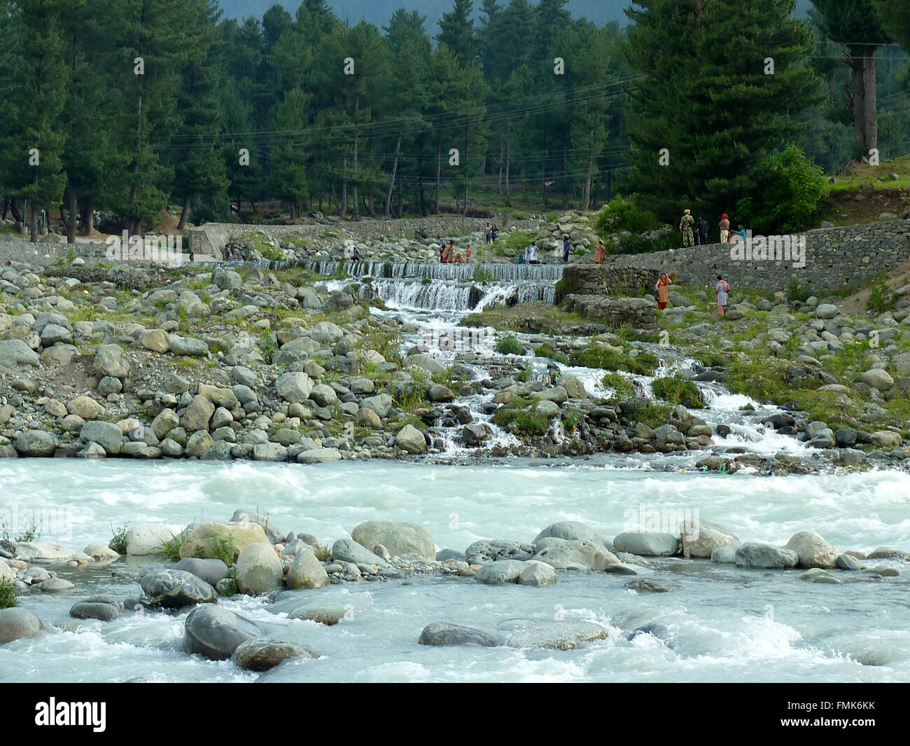 Lidder river, Pahalgam, Kashmir, originating from Kolhoi glacier 5400 m ...