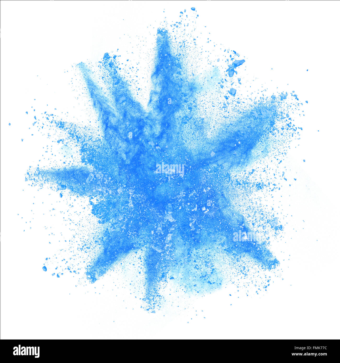 Explosion of blue powder on white background Stock Photo - Alamy