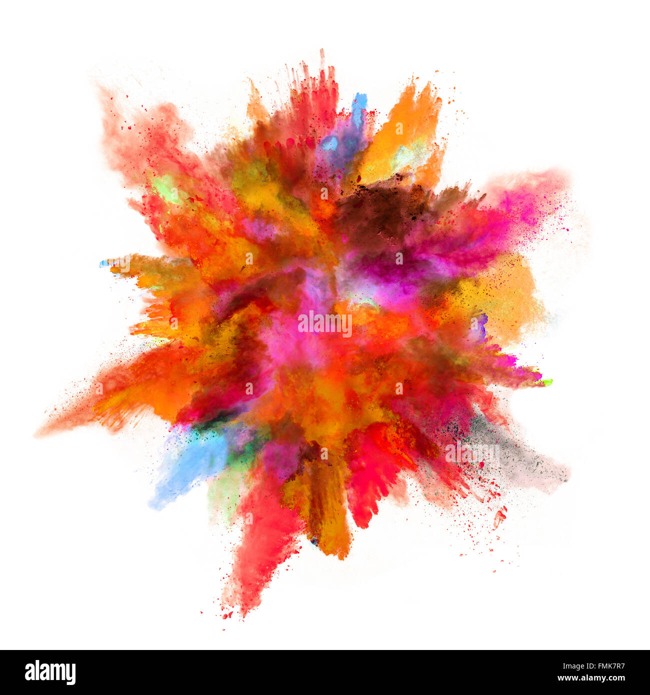 Explosion of colored powder on white background Stock Photo - Alamy