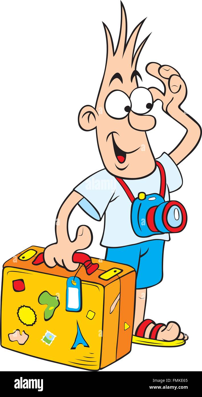 Vector illustration of Cute comic tourist character Stock Vector Image ...