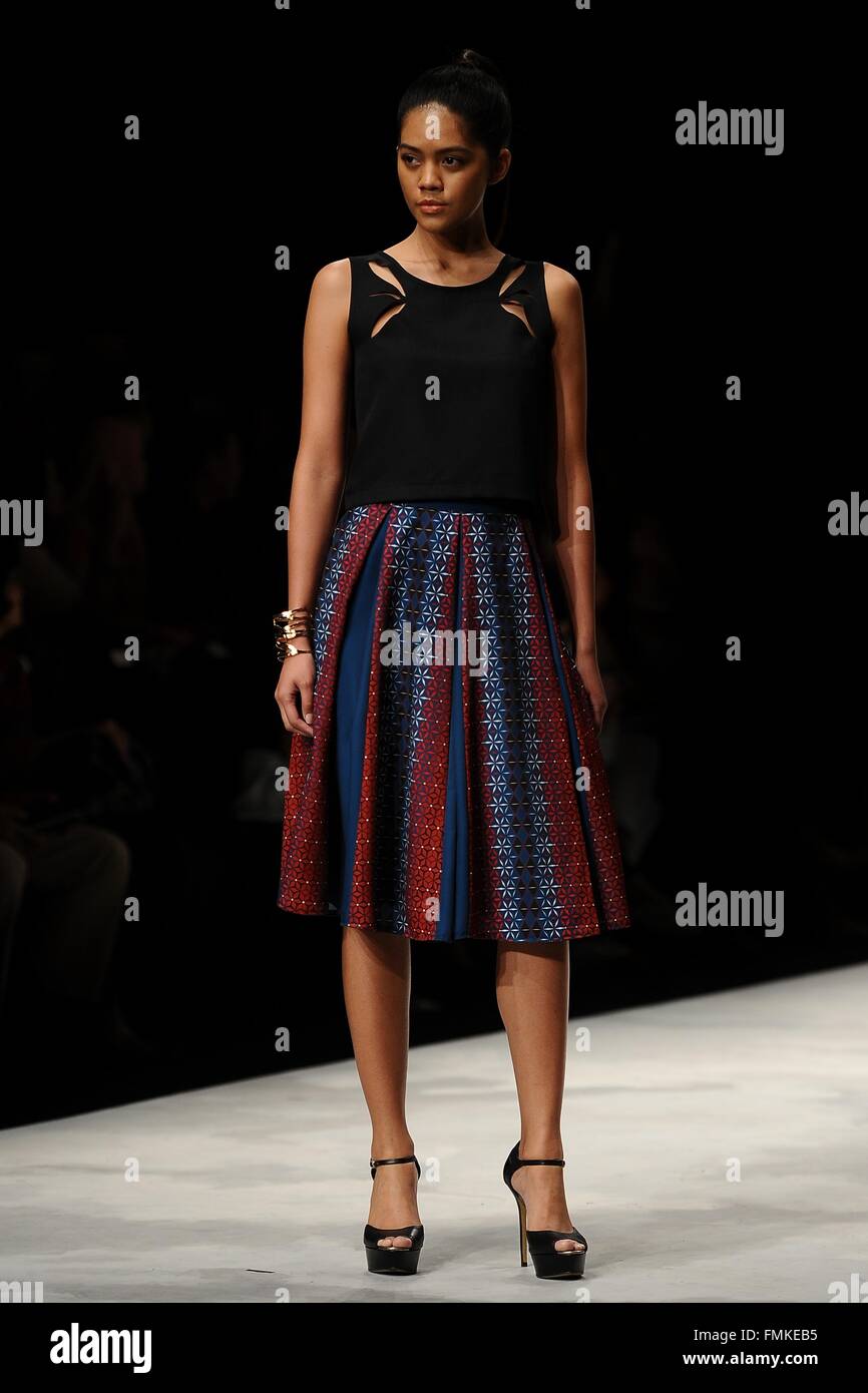 Jakarta, Indonesia. 12th Mar, 2016. A model showcases designs by ...