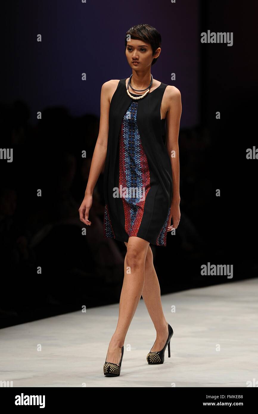 Jakarta, Indonesia. 12th Mar, 2016. A model showcases designs by ...