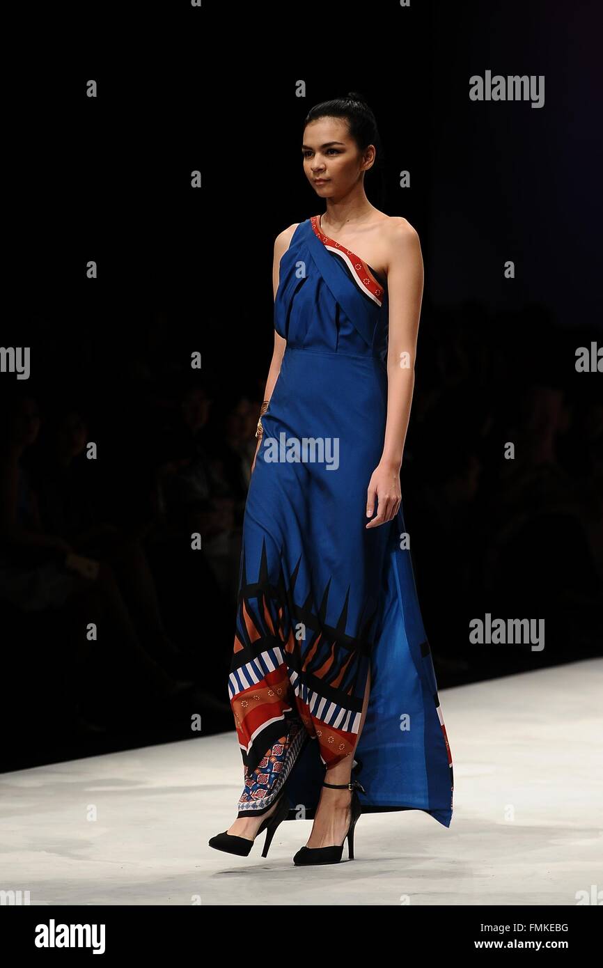 Jakarta, Indonesia. 12th Mar, 2016. A model showcases designs by ...