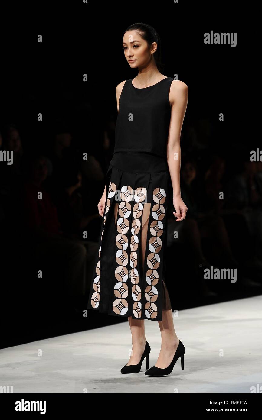 Jakarta, Indonesia. 12th Mar, 2016. A model showcases designs by ...
