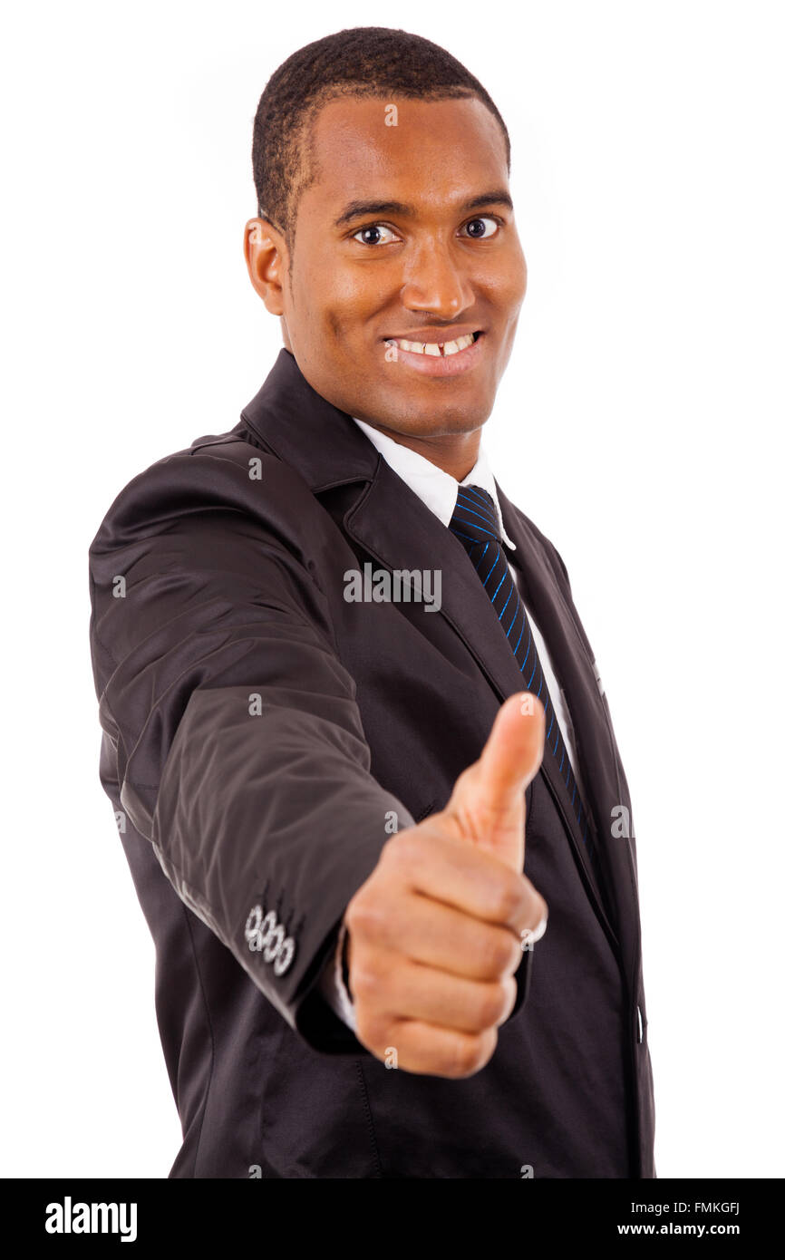 Portrait of a smart African American business man showing a thumbs up ...