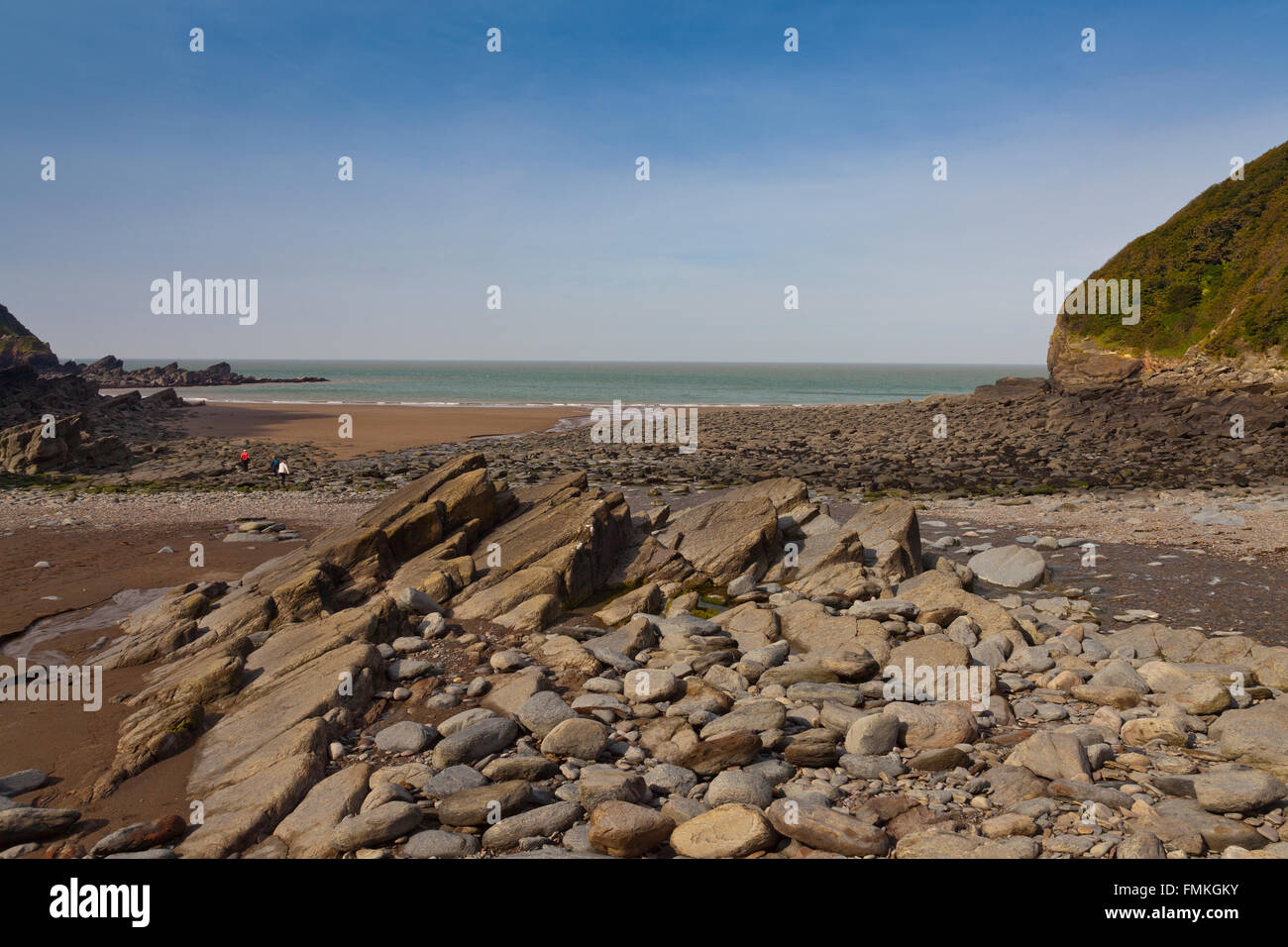 Lee Bay and the Bristol Channel, North Devon, England, UK Stock Photo ...