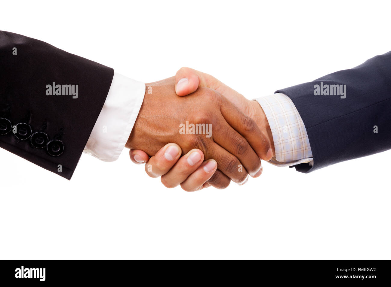 Multiracial handshake between african and a caucasian business man ...