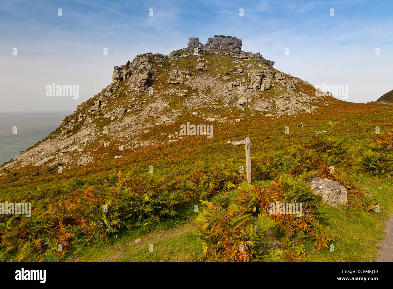 Castle Rock, Bristol Channel and the South West Coast Path, nr Lynton ...