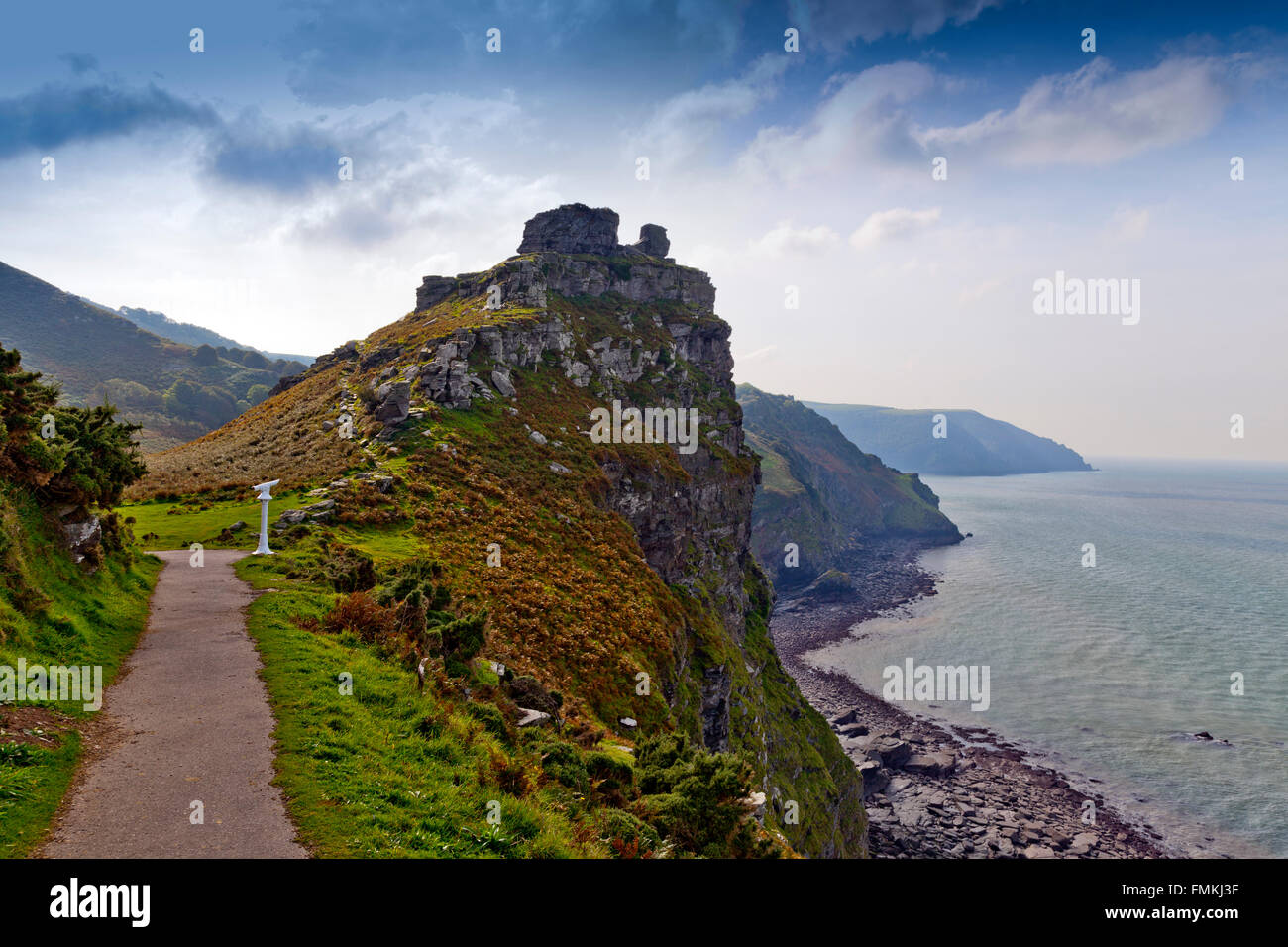 Castle Rock, Bristol Channel and the South West Coast Path, nr Lynton ...