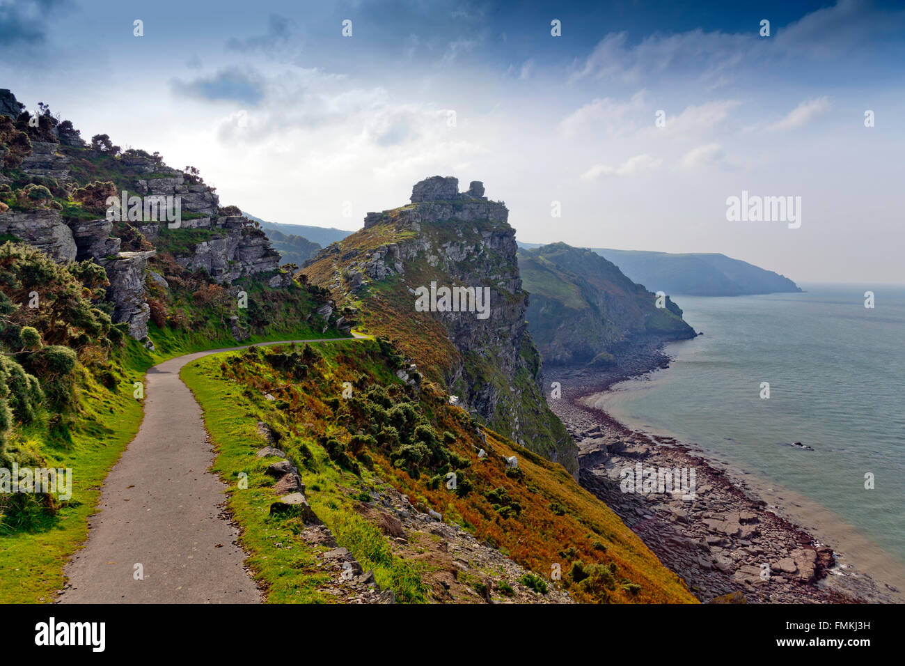 Castle Rock, Bristol Channel and the South West Coast Path, nr Lynton ...
