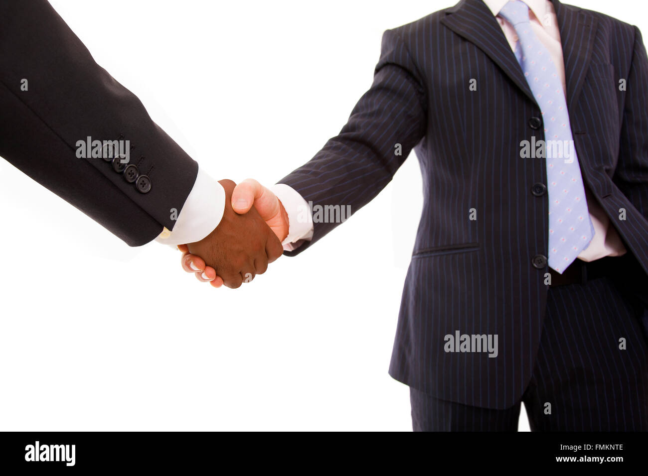 multiracial handshake on white background Stock Photo - Alamy