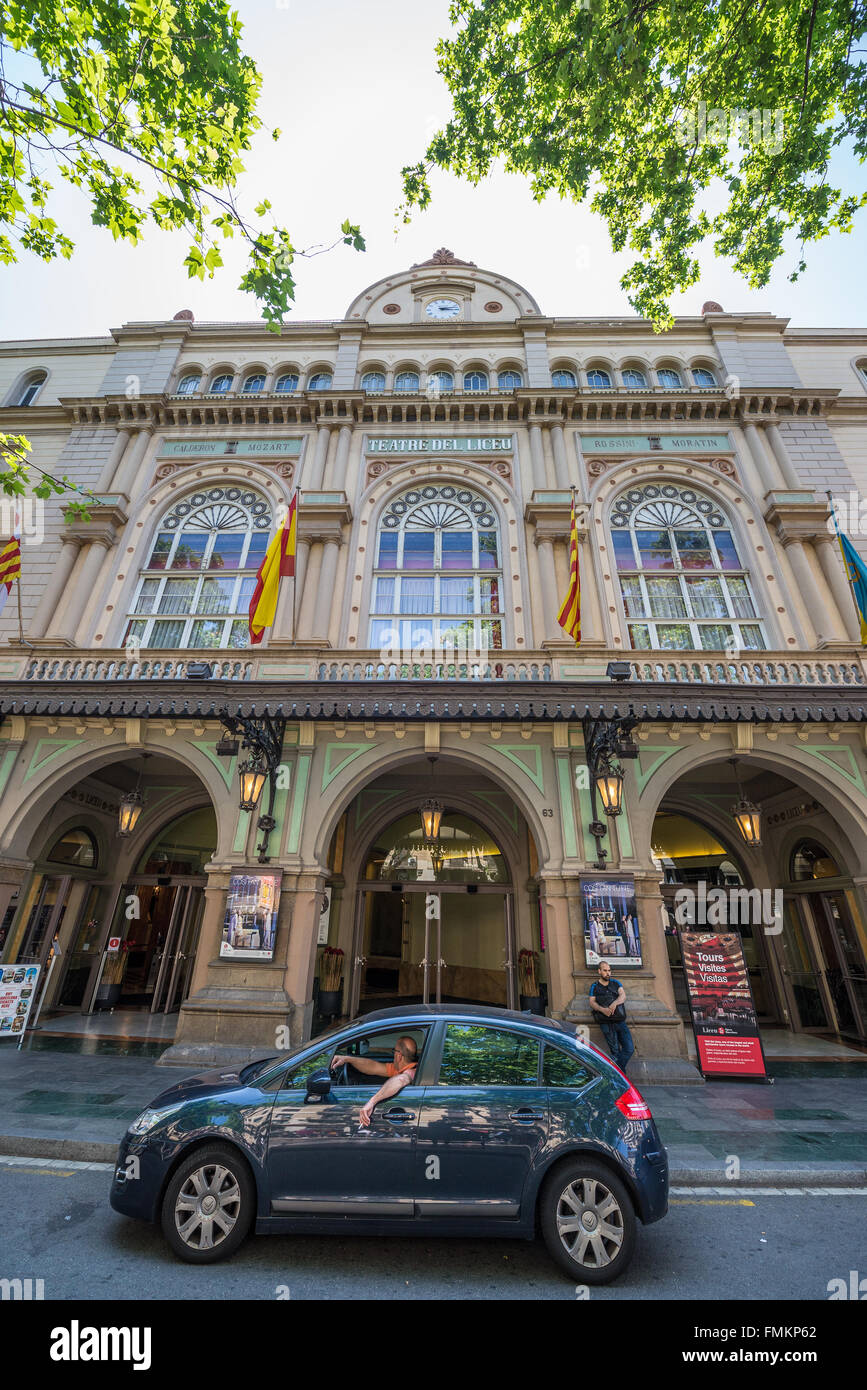 Gran Teatre del Liceu opera house at La Rambla street in Barcelona ...