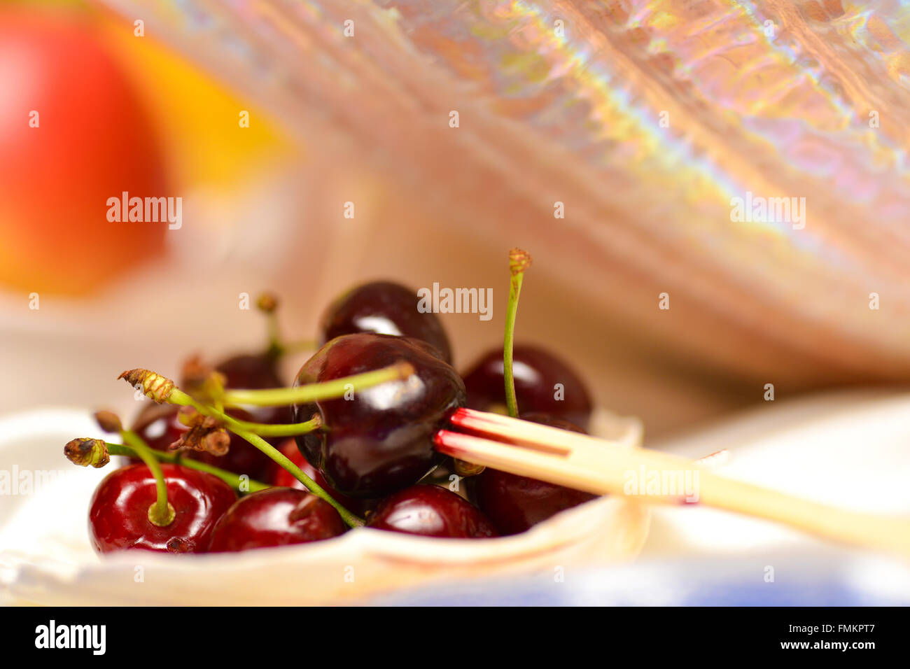 Cherry in white plate hi-res stock photography and images - Alamy