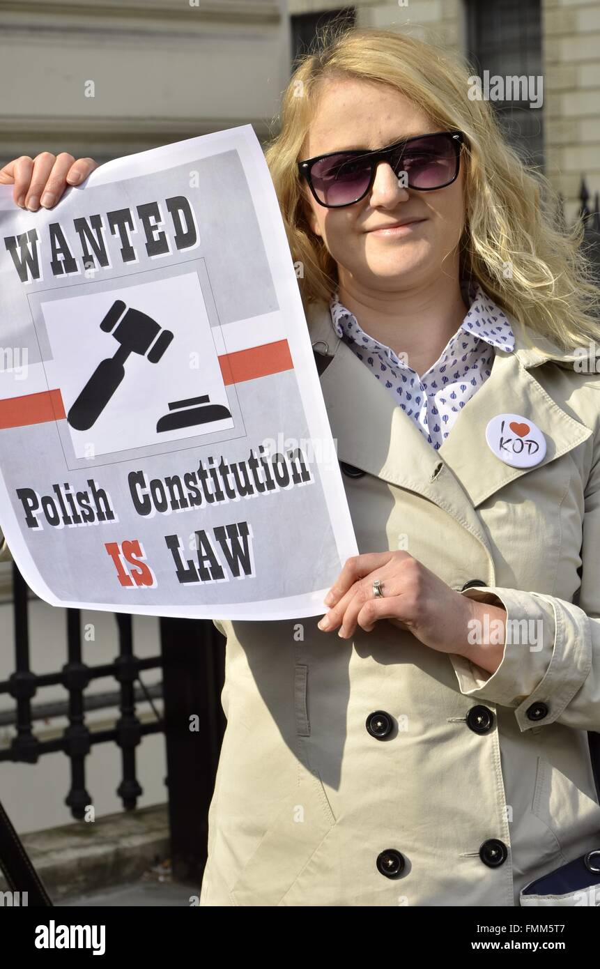 London, UK. 12th Mar, 2016. Demonstration of Polish citizens from the ...