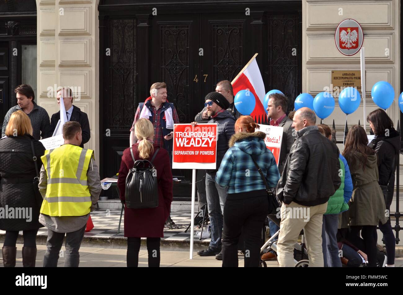 London, UK. 12th Mar, 2016. Demonstration of Polish citizens from the ...