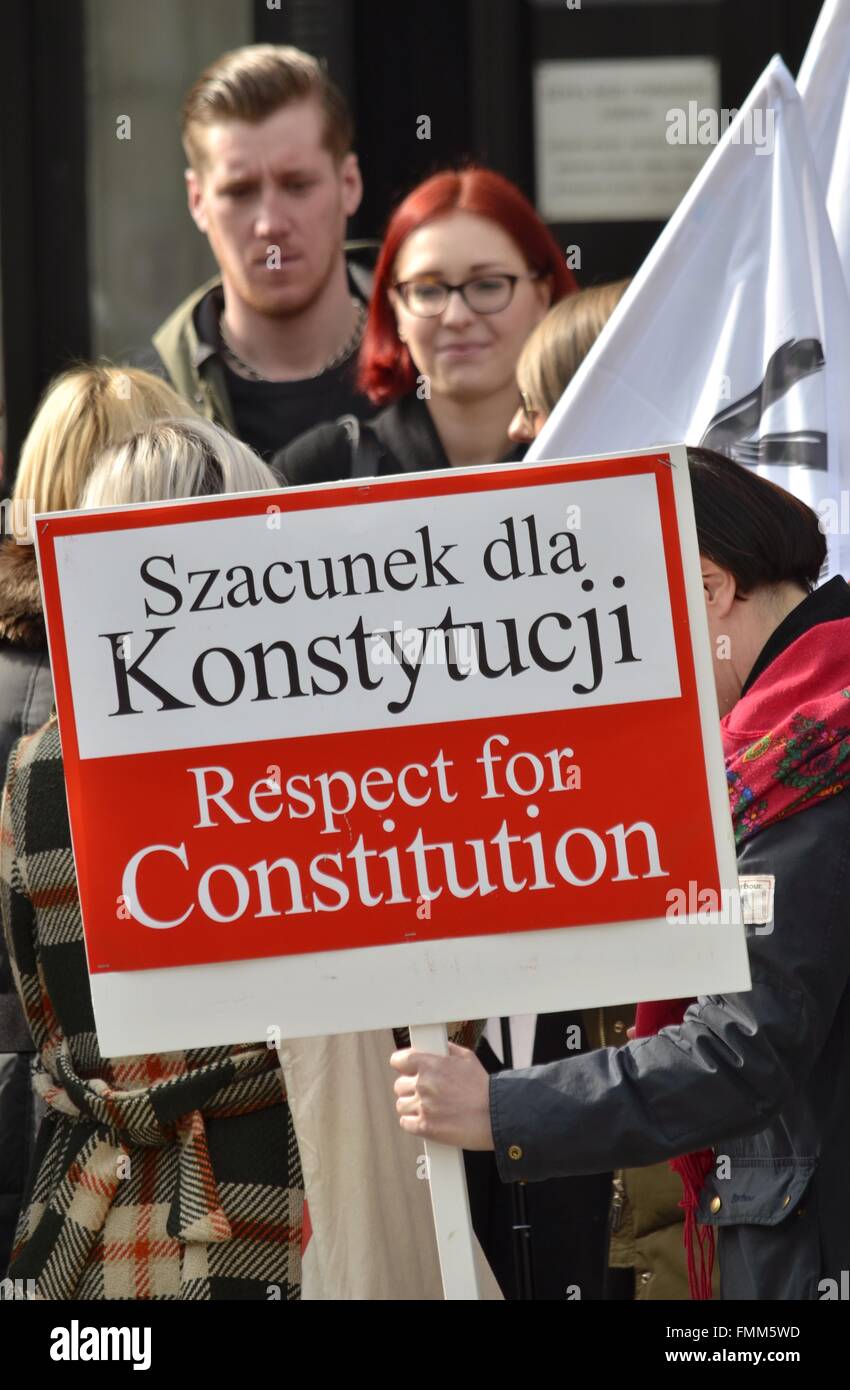 London, UK. 12th Mar, 2016. Demonstration of Polish citizens from the ...