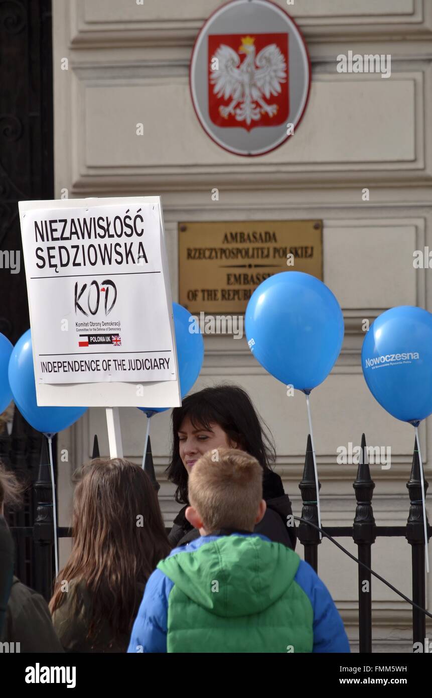 London, UK. 12th Mar, 2016. Demonstration of Polish citizens from the ...