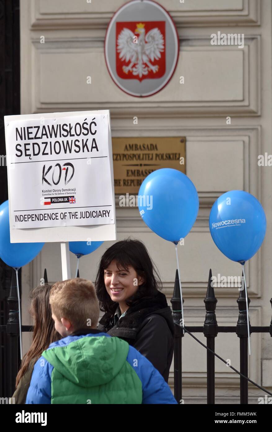 London, UK. 12th Mar, 2016. Demonstration of Polish citizens from the ...