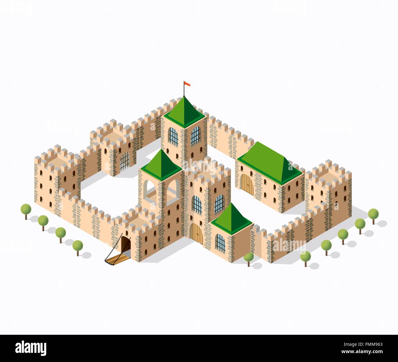 Tower tree wall fortress Cut Out Stock Images & Pictures - Alamy