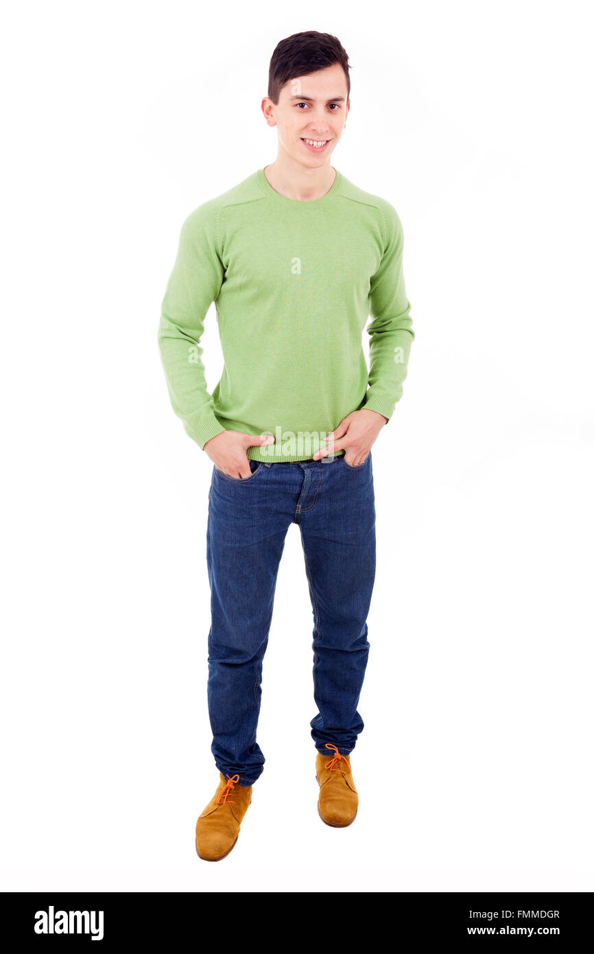 Young casual man full length in a white background Stock Photo - Alamy