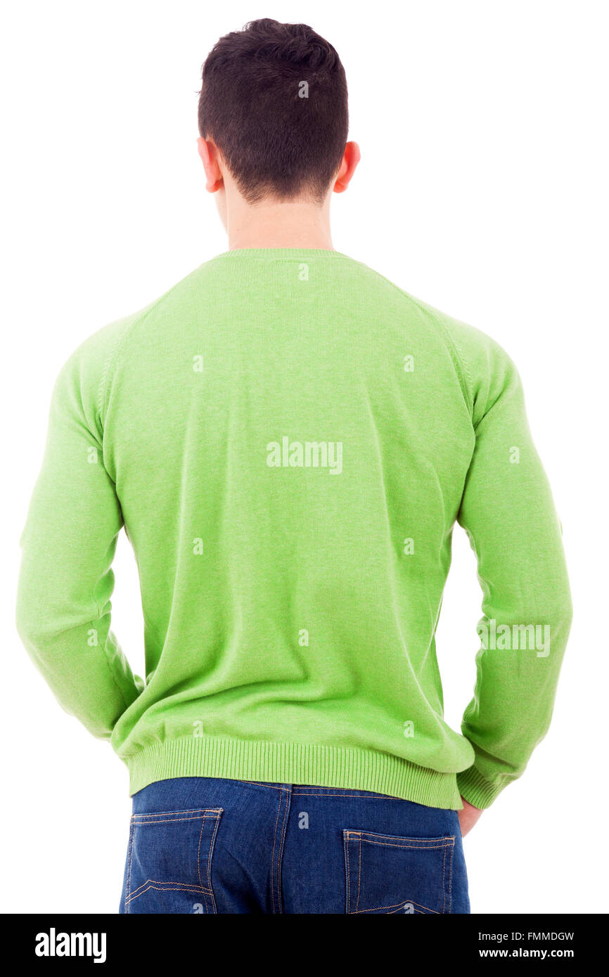 Young casual man from back, isolated on white background Stock Photo ...