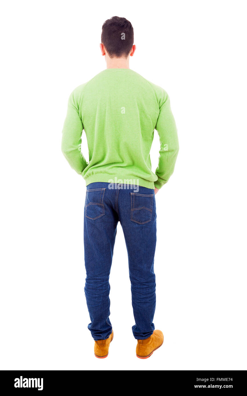 Young casual man from back, isolated on white Stock Photo - Alamy