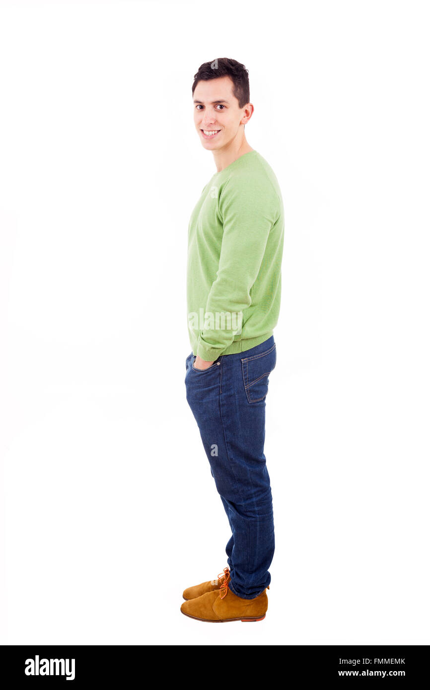 young casual man full body in a white background Stock Photo - Alamy