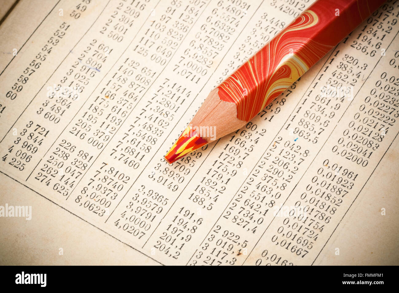 colour pencil on the background of number close-up Stock Photo - Alamy