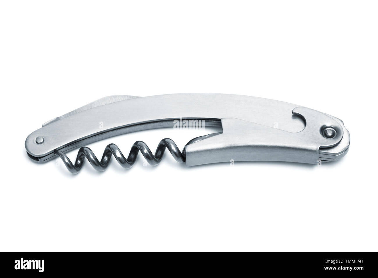 Modern metal corkscrew on a white background Stock Photo - Alamy