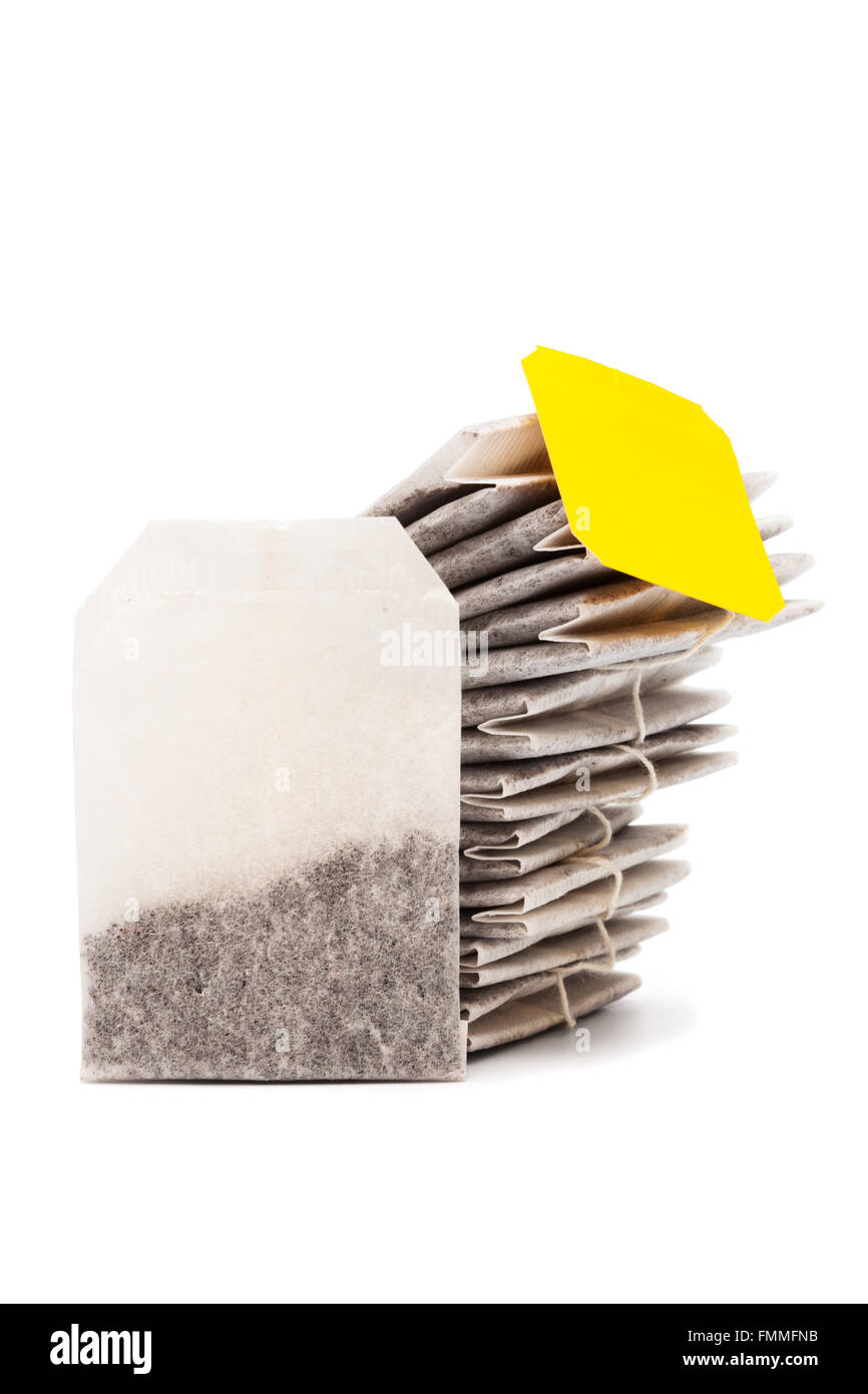 Tea in bags on a white background Stock Photo - Alamy