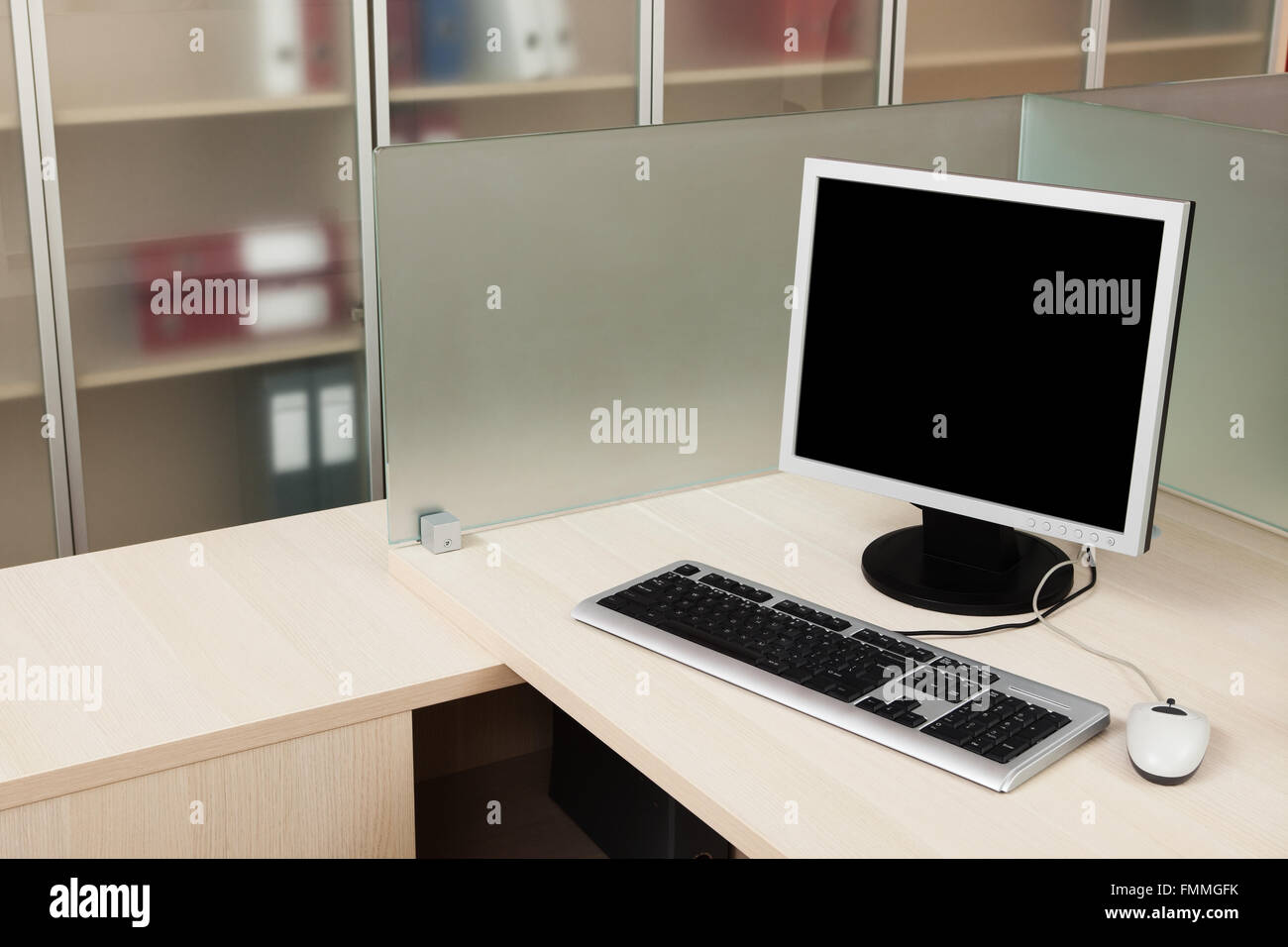 computer behind the glass in a modern office Stock Photo - Alamy