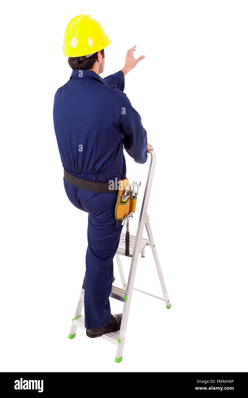 Man climbing ladder building repair hi-res stock photography and images ...