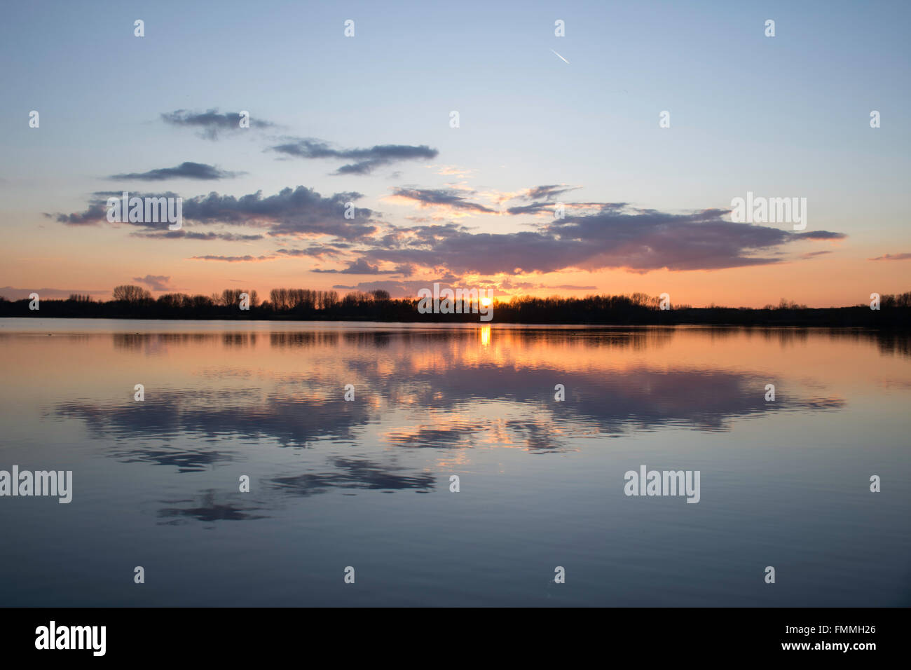 Sunset by the Lake Stock Photo - Alamy