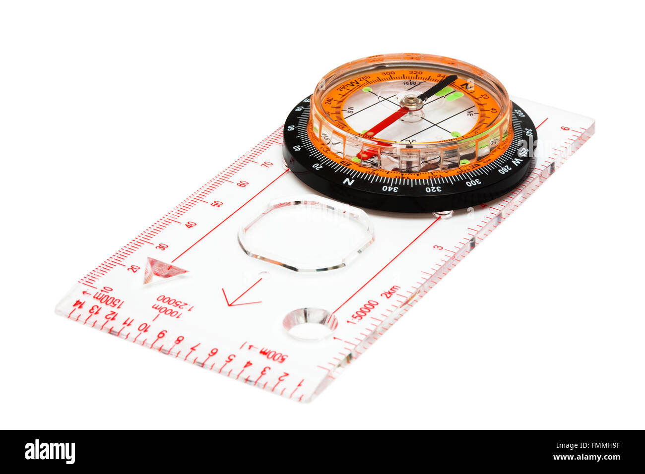 compass with a transparent ruler on a white background Stock Photo - Alamy