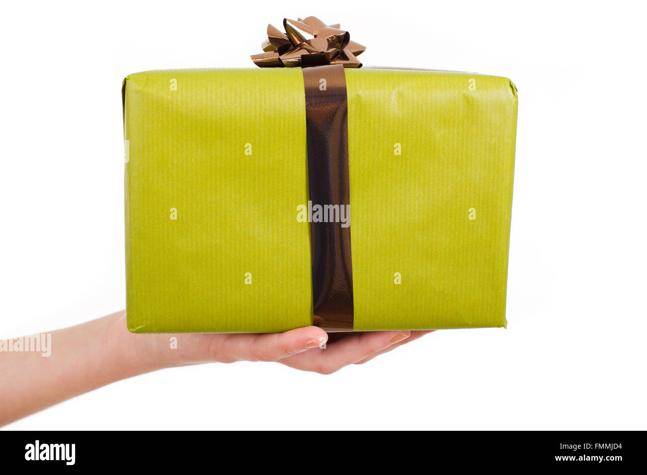 hand and gift over white background Stock Photo - Alamy