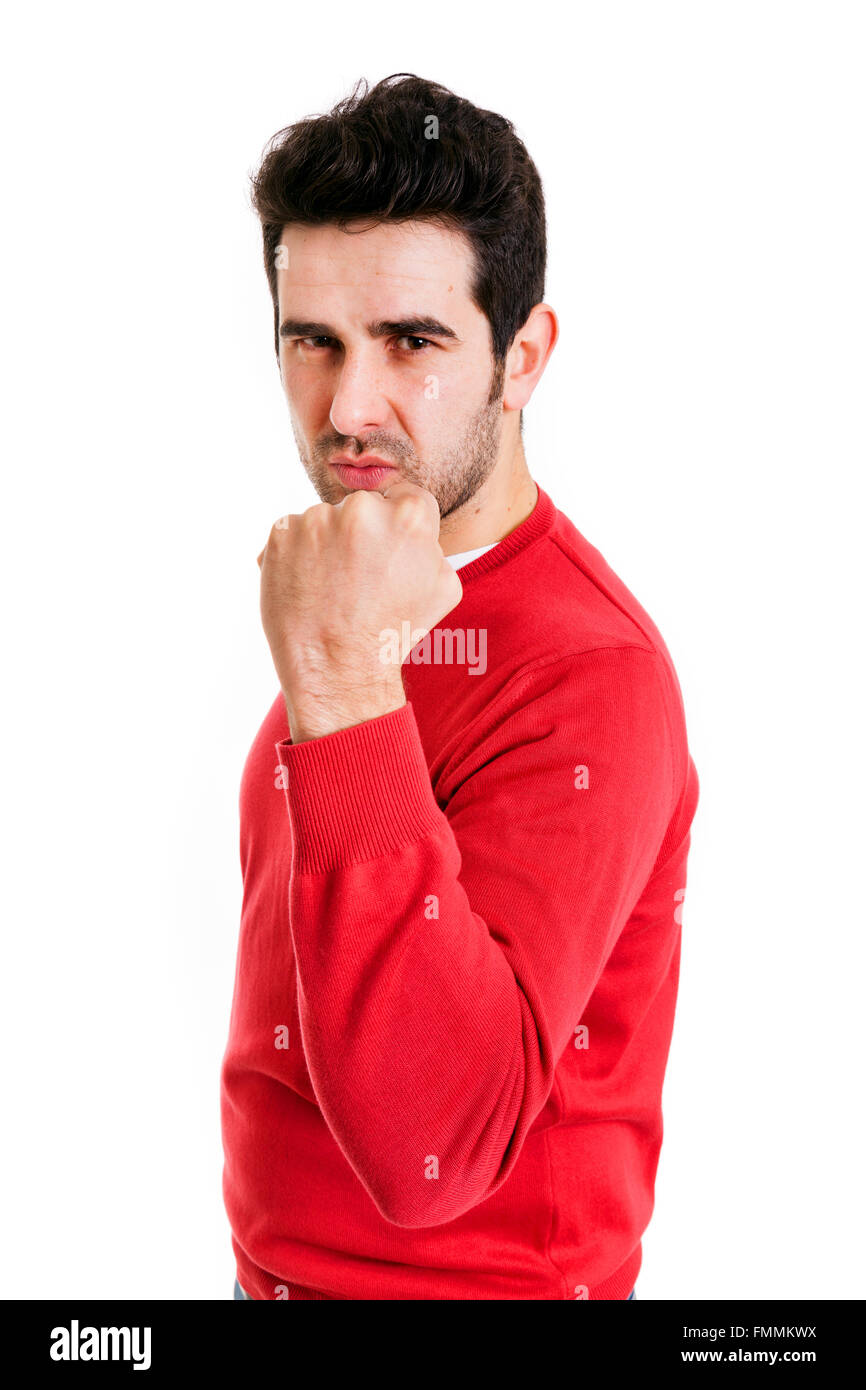 Winner man isolated on white background Stock Photo - Alamy