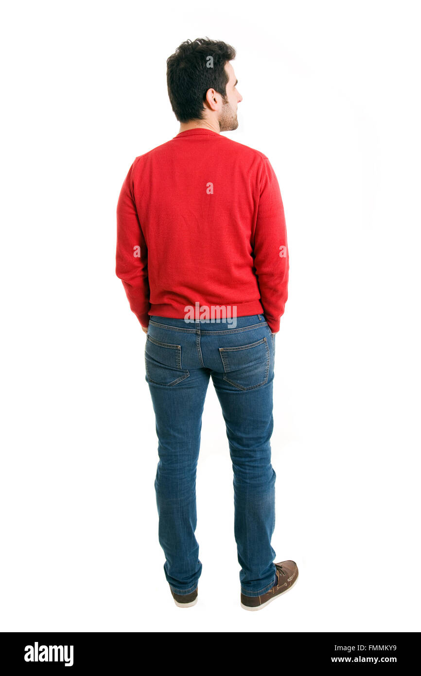 Young man from back, isolated on white Stock Photo - Alamy