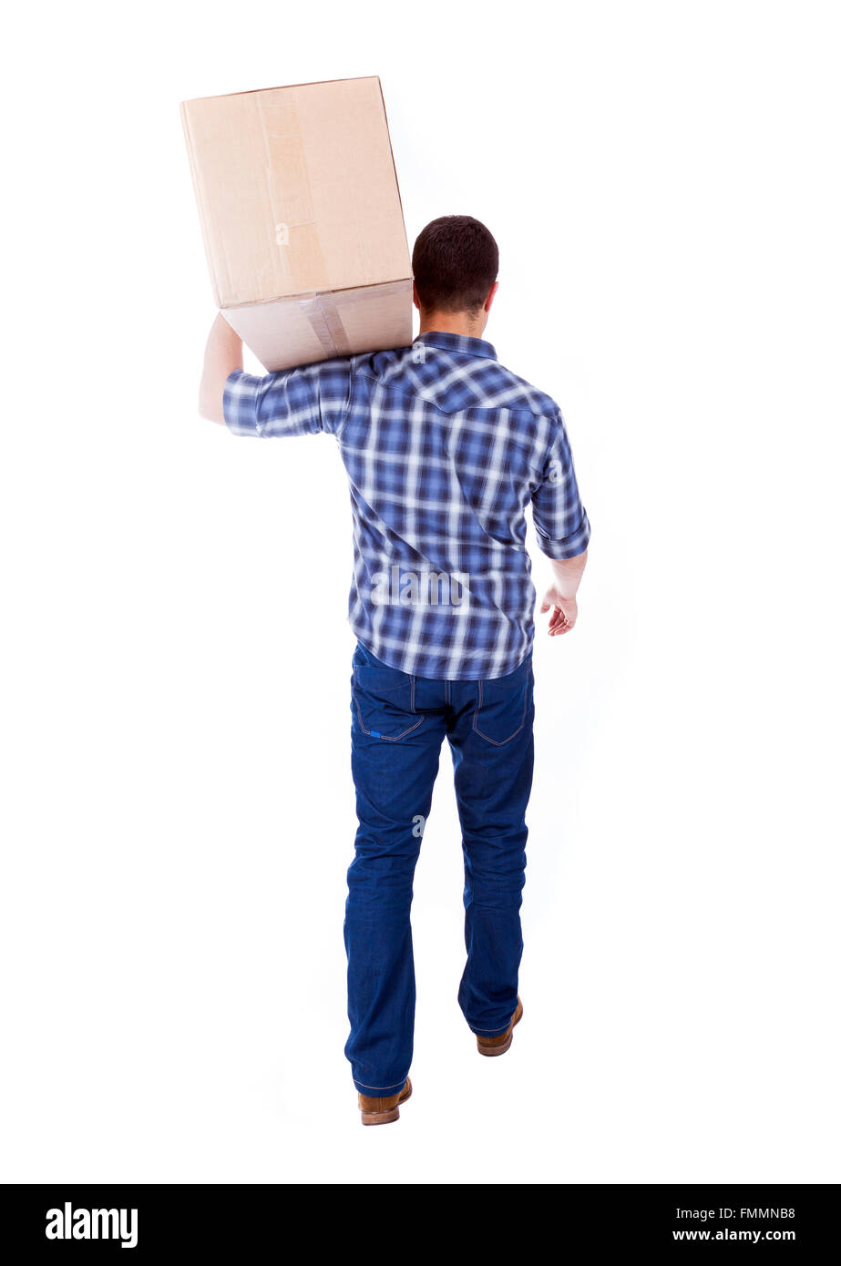 Man carrying heavy box isolated hi-res stock photography and images - Alamy