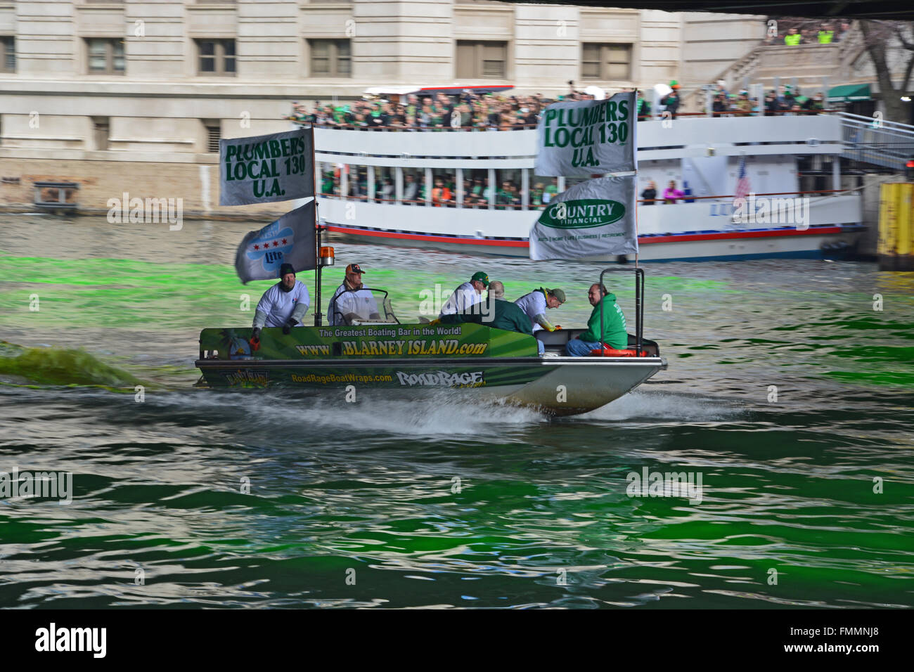 The Plumbers Union annually dyes the Chicago River green for St ...
